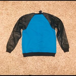 smoke rise ny | Shirts | Mens Faux Leather Sleeve Sweatshirt | Poshmark